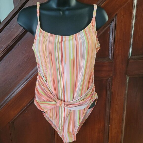 Talbots | Swim | Vintage Talbots Pink Orange Striped One Piece Stripe ...